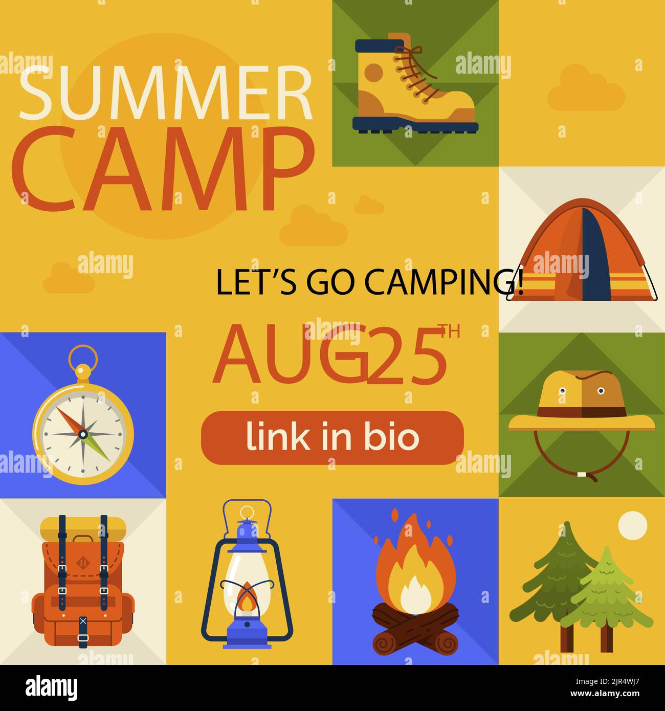 Flat design summer camp post Vector illustration Stock Vector Image ...
