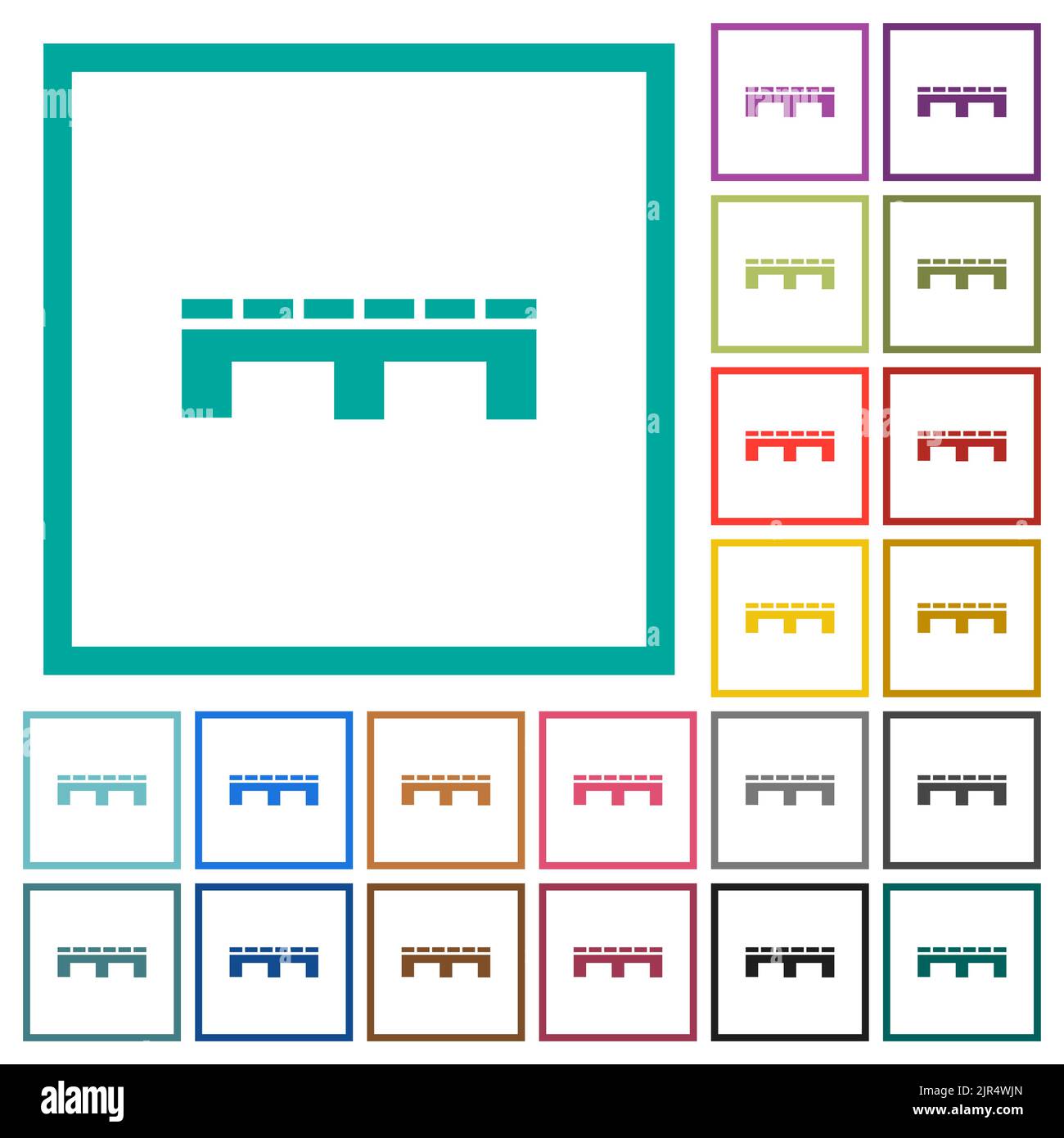 Single pallet flat color icons with quadrant frames on white background ...