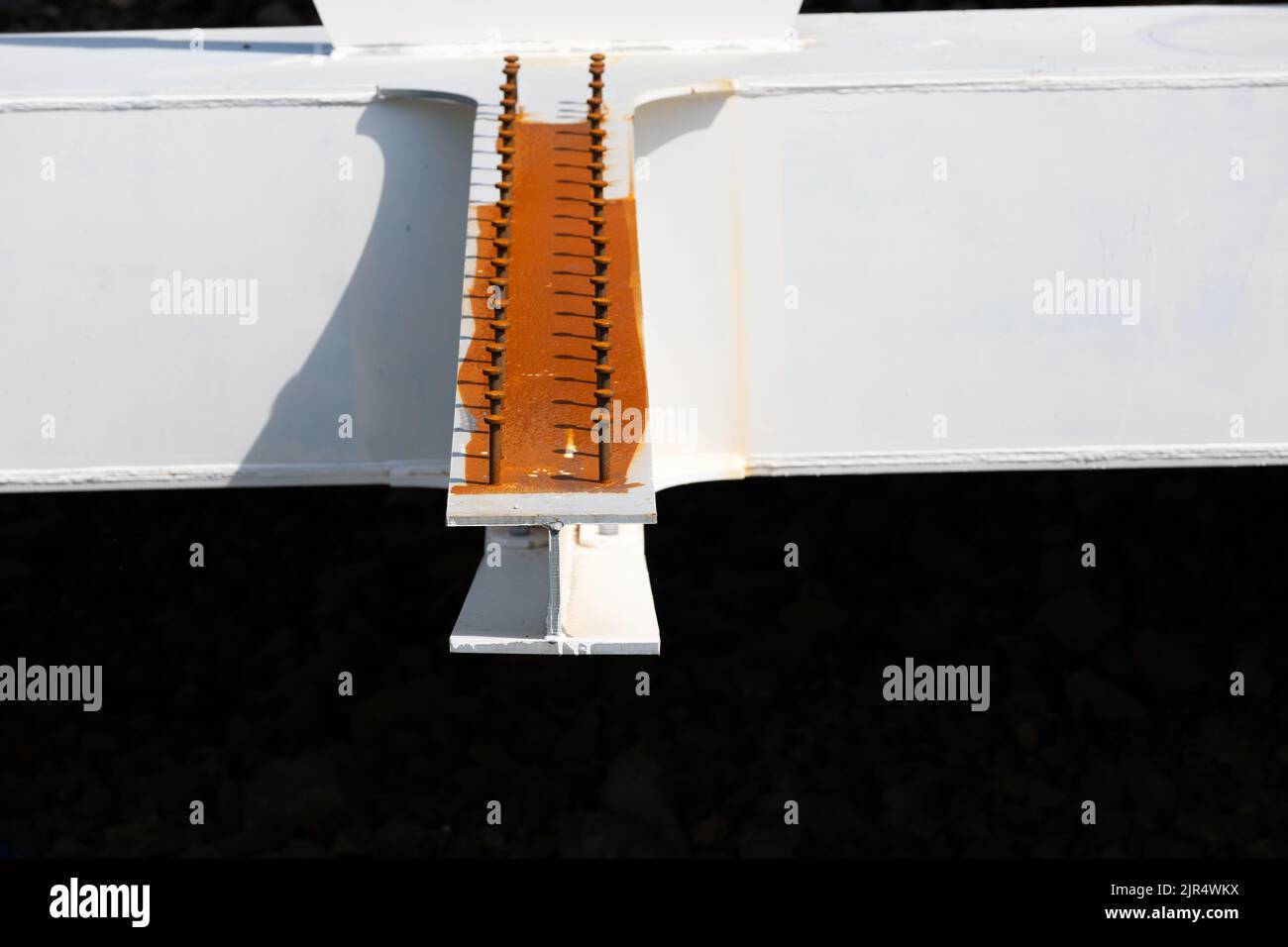 Steel frame bridge construction over Stock Photo - Alamy