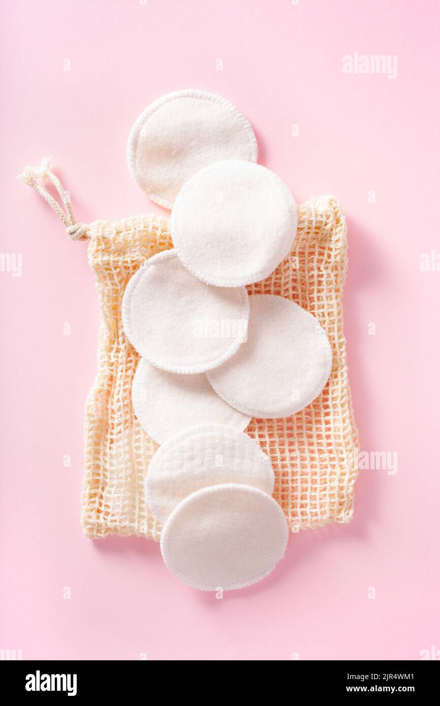 zero waste eco friendly hygiene bathroom concept. reusable cotton pads ...