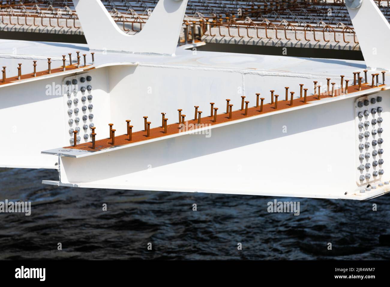 Steel frame bridge construction over Stock Photo - Alamy