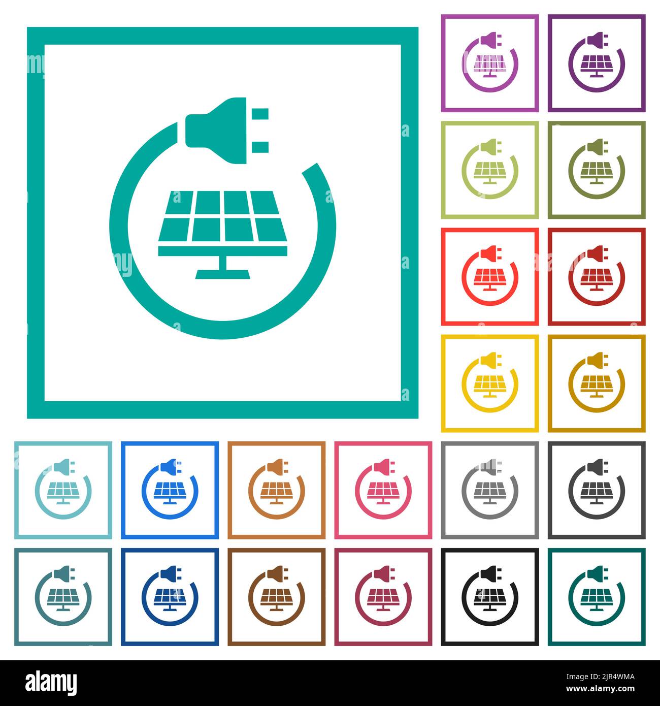 Solar energy flat color icons with quadrant frames on white background Stock Vector Image & Art ...
