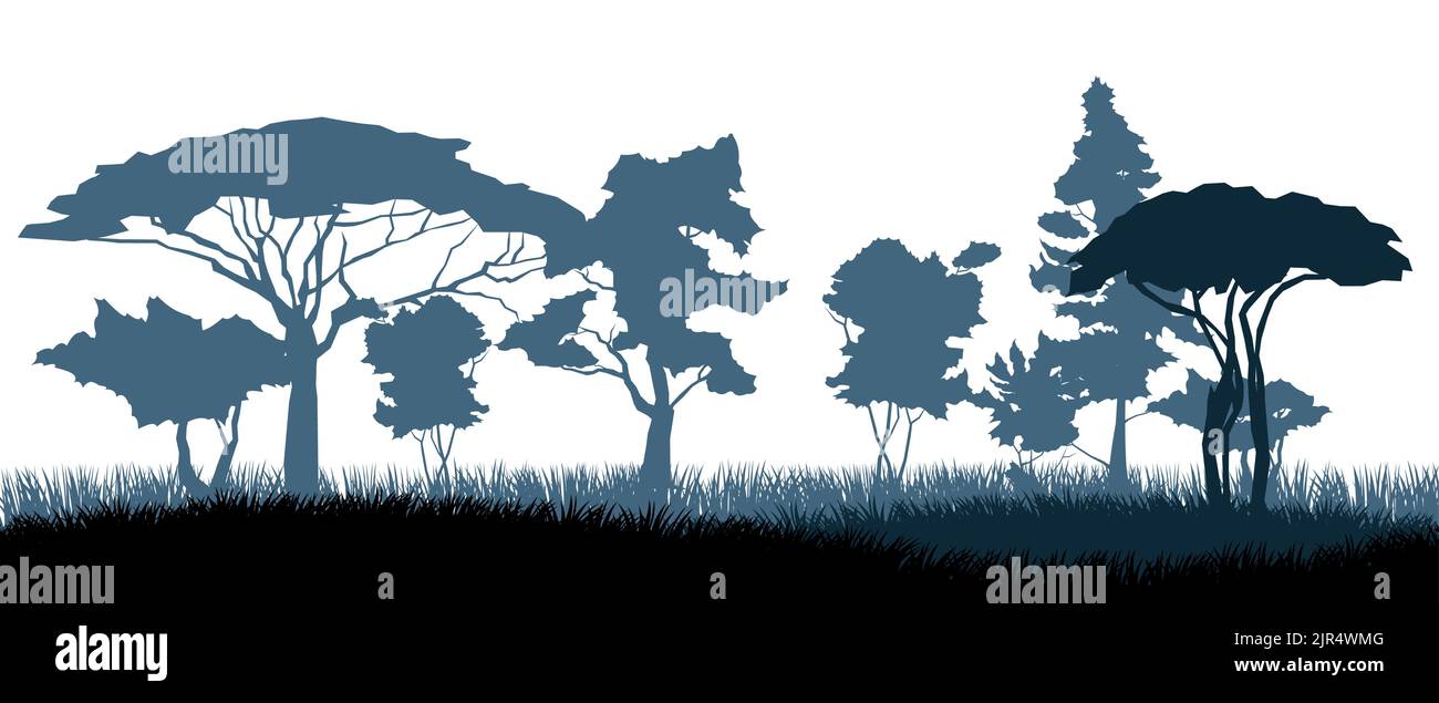 African savanna landscape acacia trees Stock Vector Images - Alamy