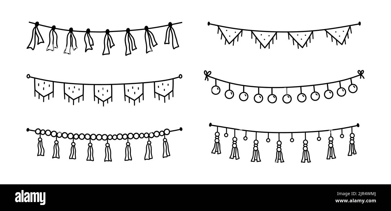 Set of cute festive buntings for a party isolated on white background ...