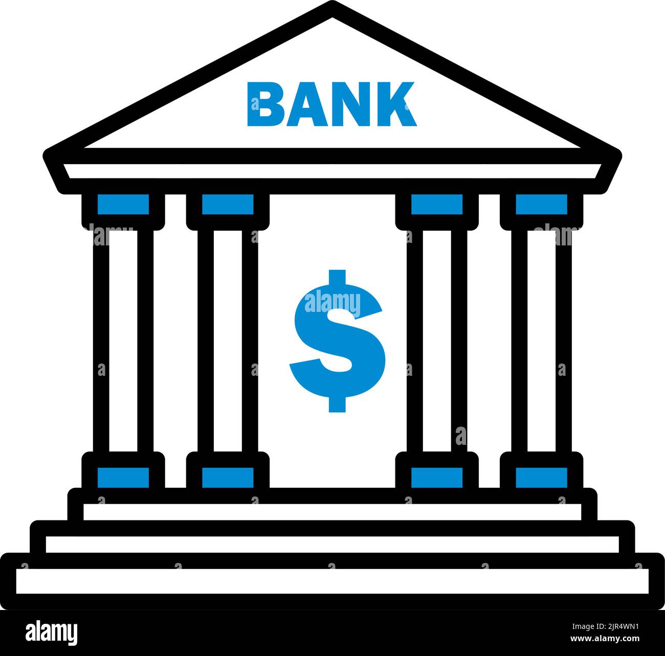 Bank Icon. Editable Bold Outline With Color Fill Design. Vector ...