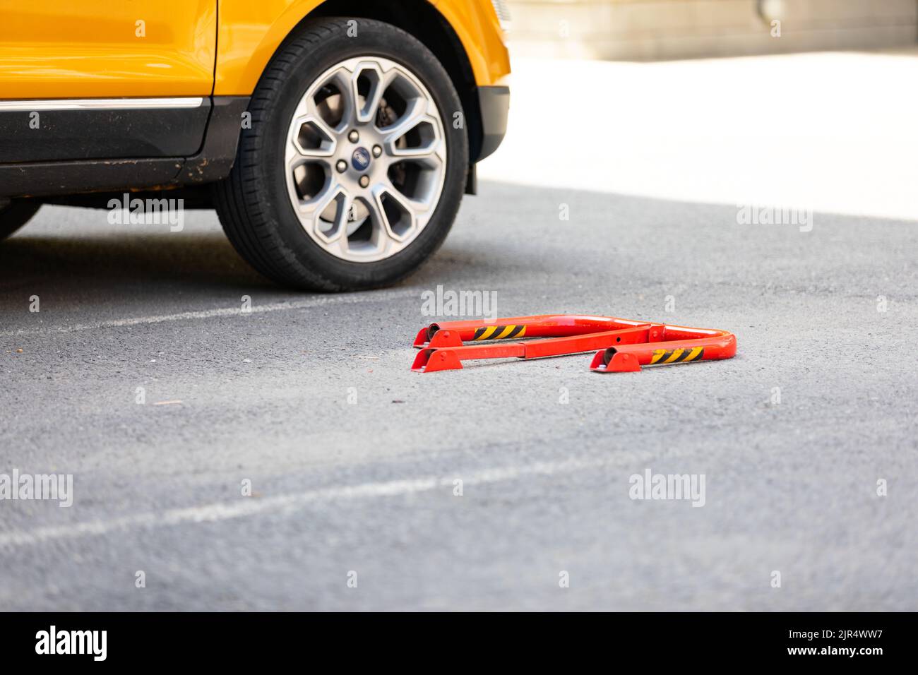 Picture of a red parking lot barrier Stock Photo - Alamy
