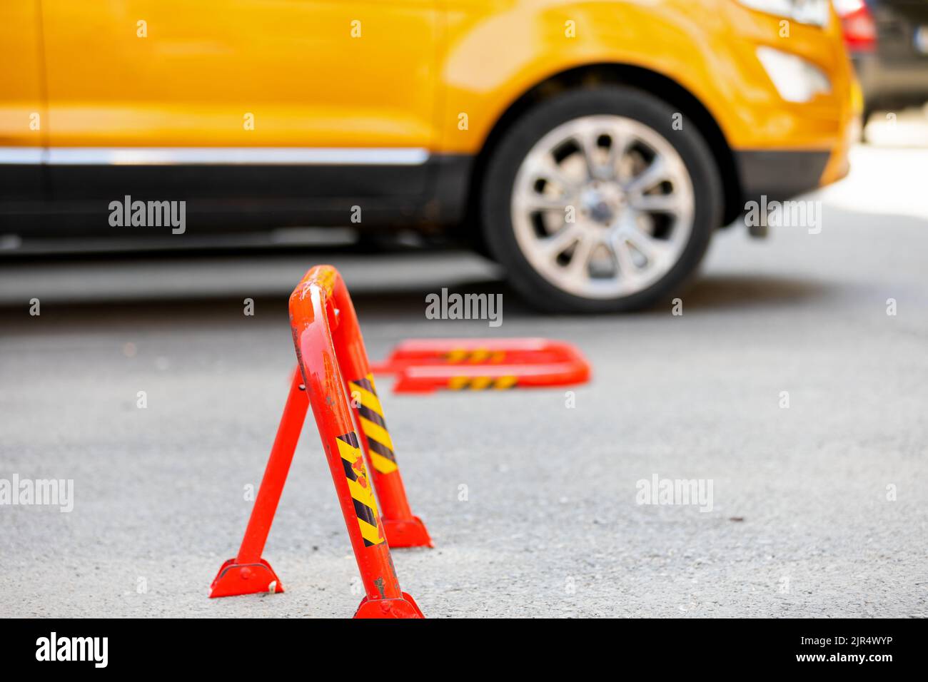Picture of a red parking lot barrier Stock Photo - Alamy