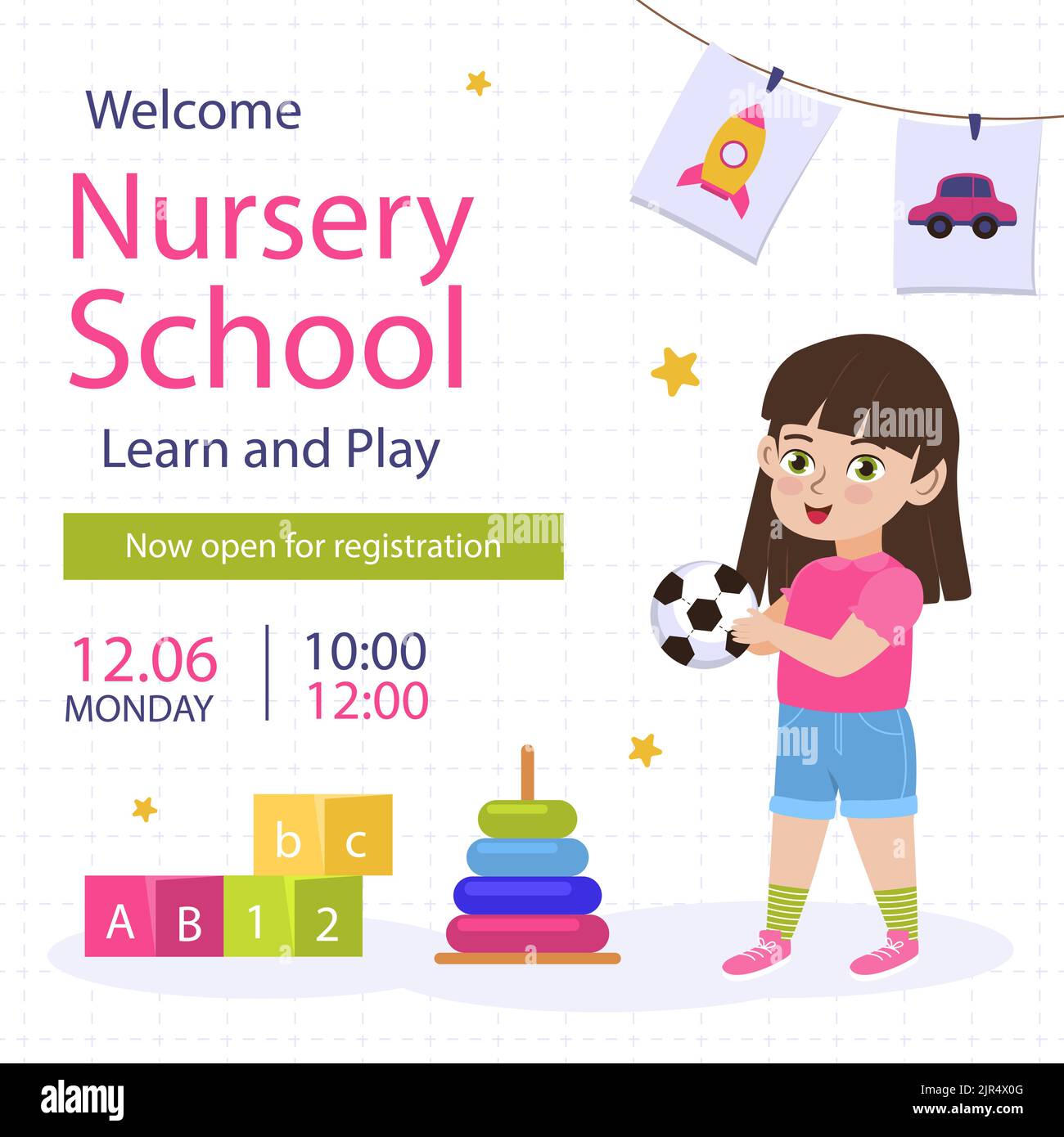 Flat design nursery school post Vector illustration Stock Vector Image ...
