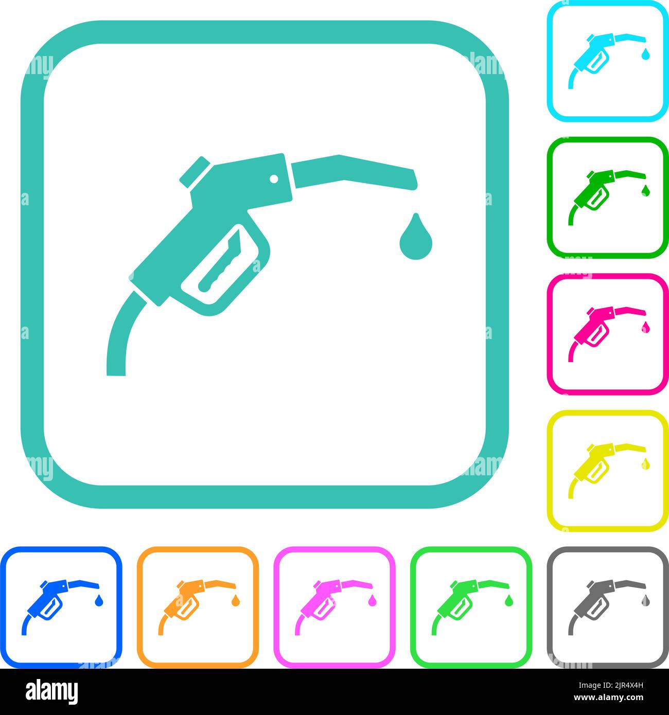 Gasoline pump fuel nozzle solid vivid colored flat icons in curved ...