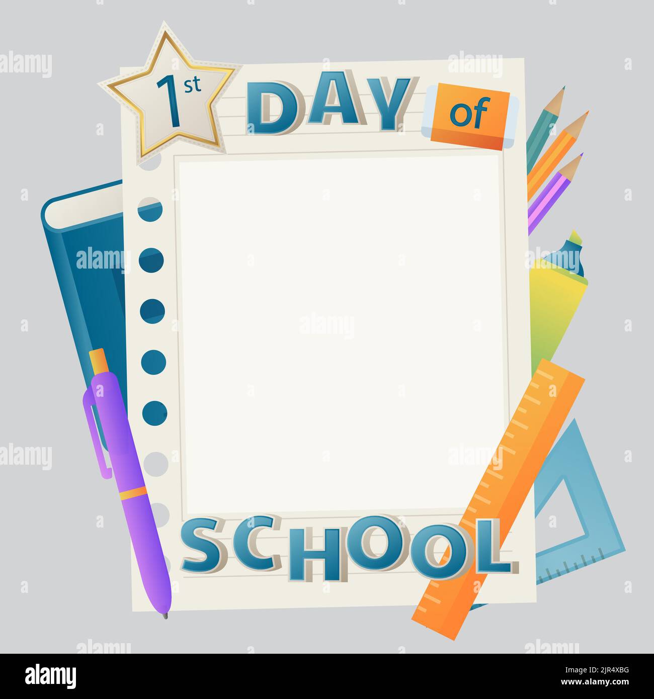 Gradient first day of school frame design Vector illustration Stock ...