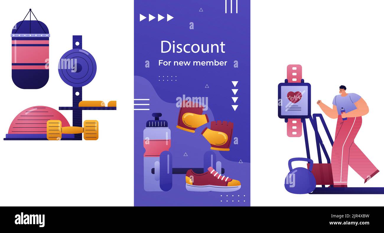 Gradient gym and fitness design template Vector illustration Stock ...