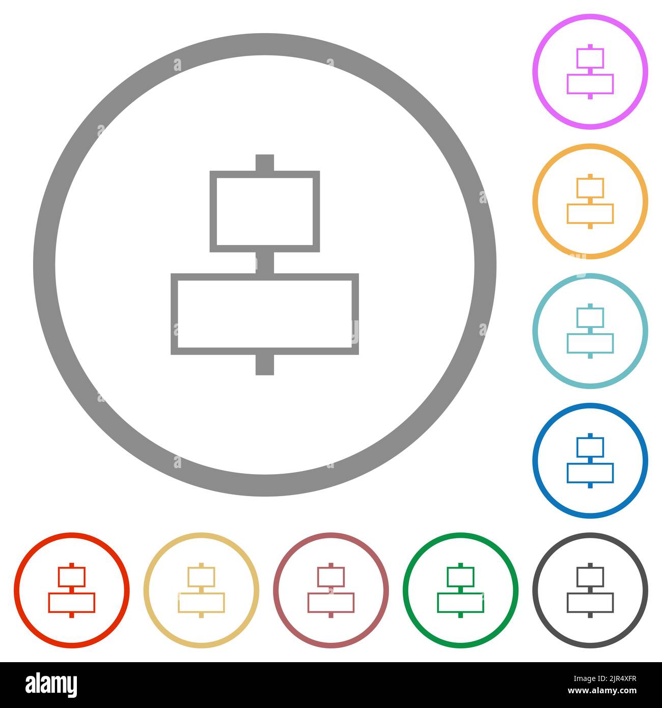 Align To Center Outline Flat Color Icons In Round Outlines On White Background Stock Vector