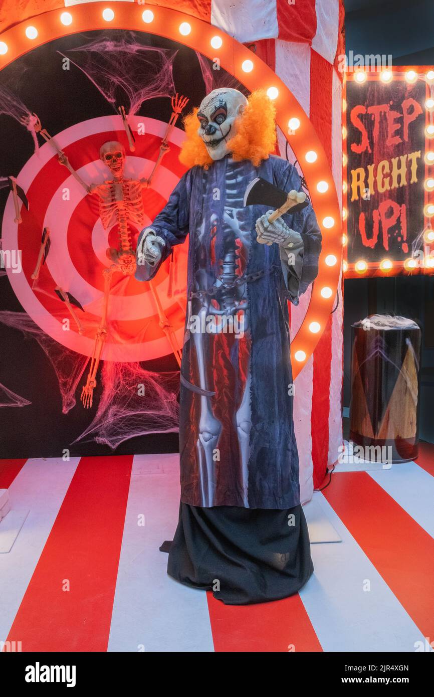 Portrait of bad bloody clown with orange hair. Horror Clown. Blood ...