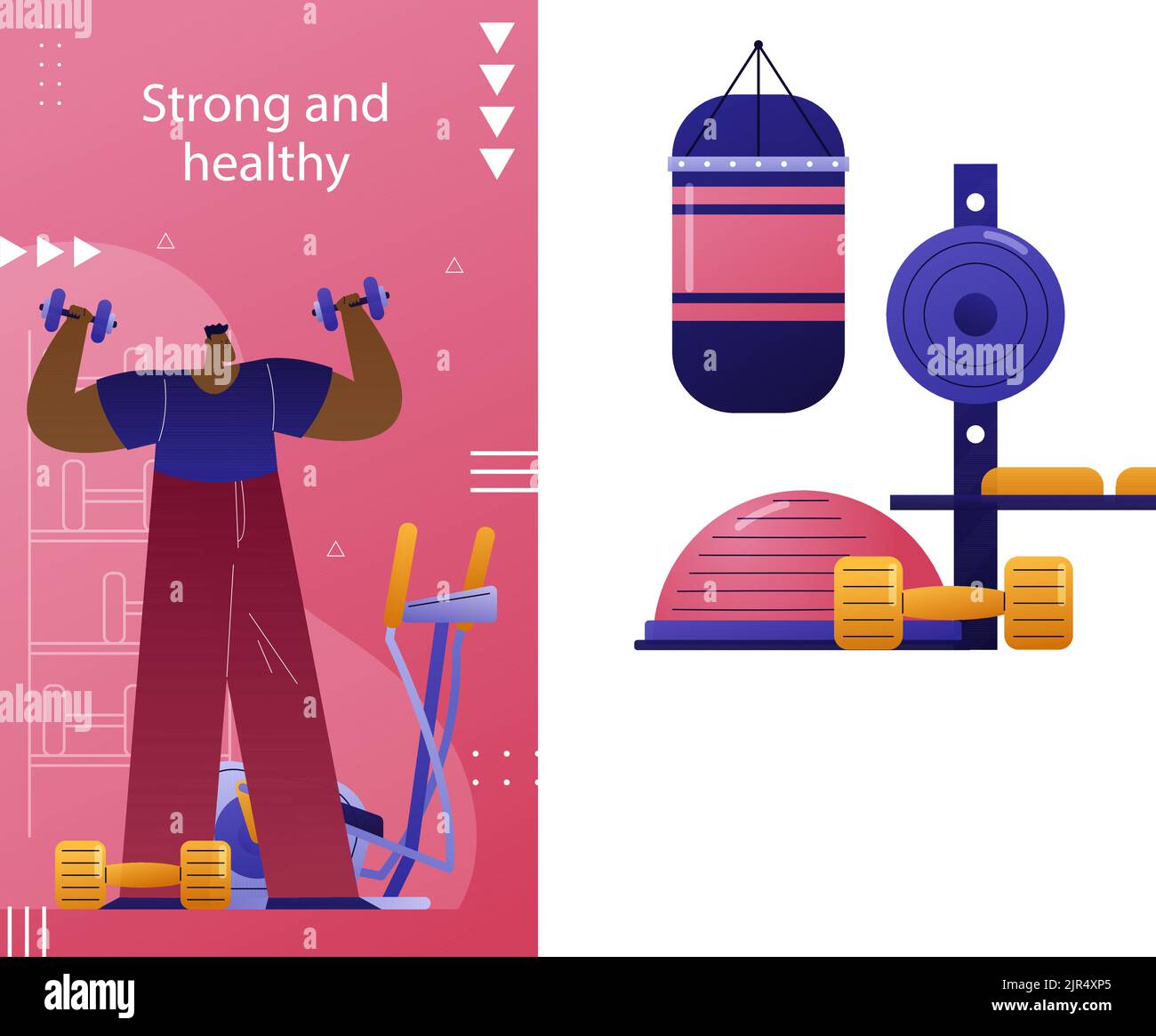 Gradient gym and fitness design template Vector illustration Stock ...