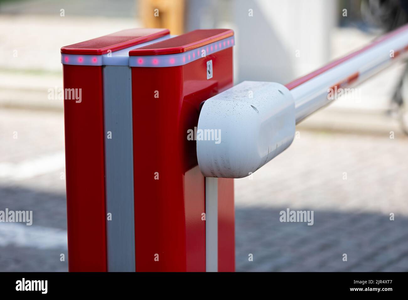 Picture of a red parking lot barrier Stock Photo - Alamy