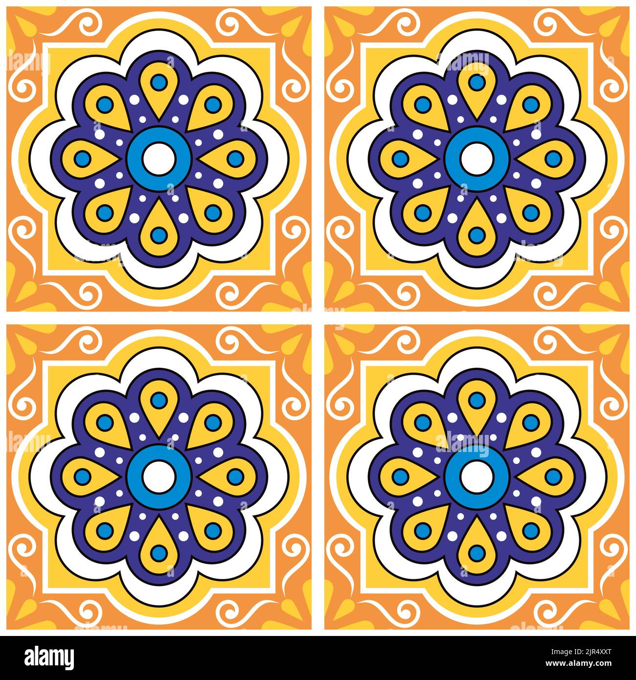 Mexican talavera tiles seamless vector design with flowers inspired by ...