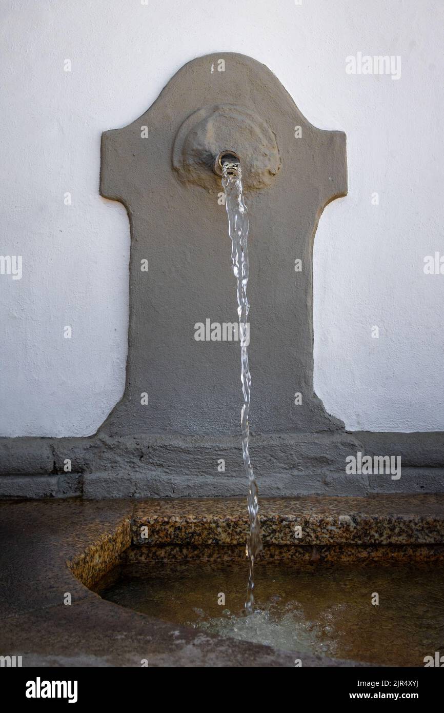 Traditional fountain in Portugal. Close-up of a rural fountain with ...