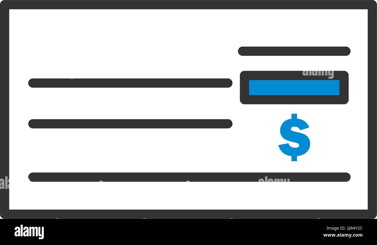 Bank Check Icon. Editable Bold Outline With Color Fill Design. Vector ...