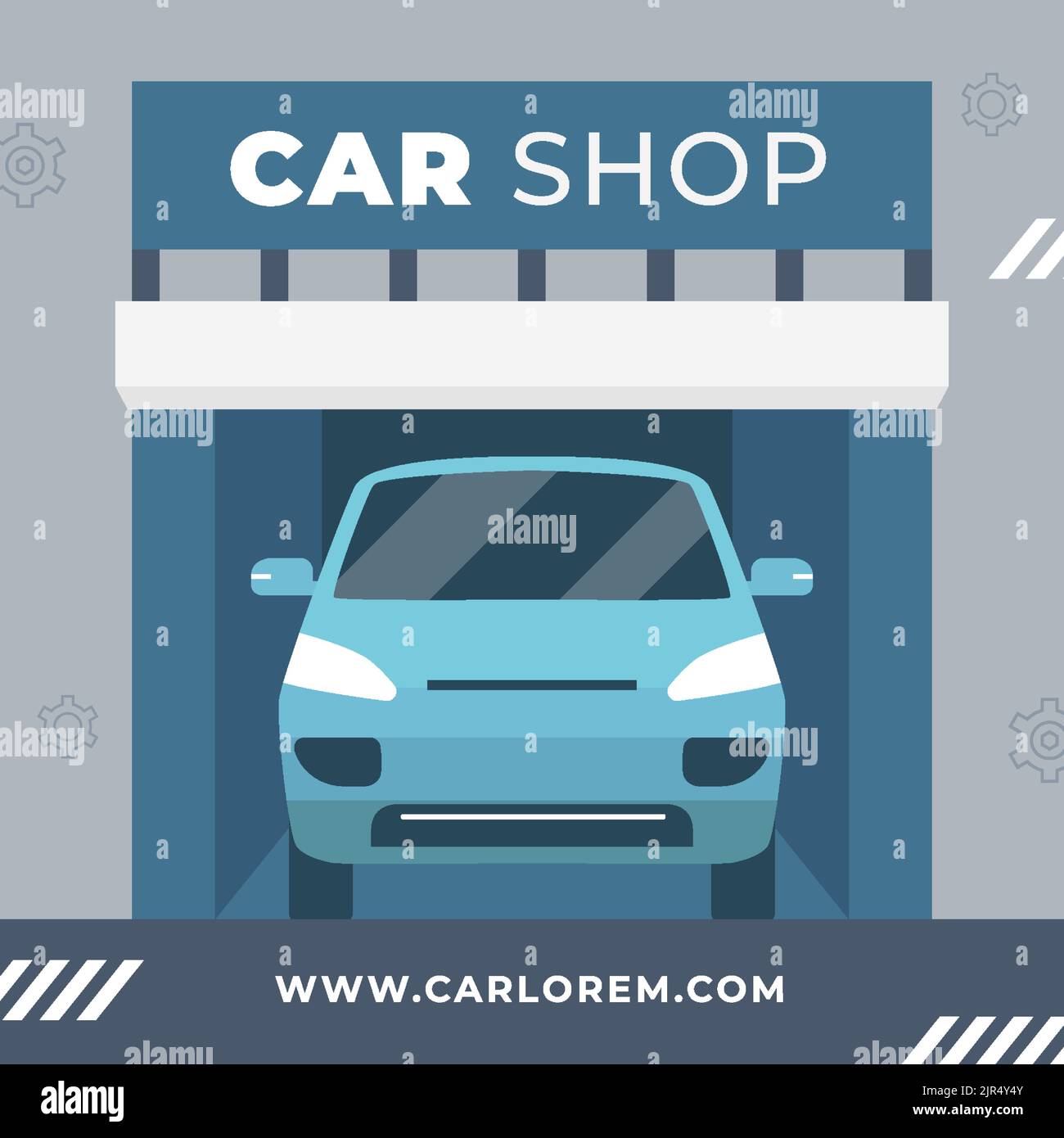 Flat repair shop business posts set Vector illustration Stock Vector ...