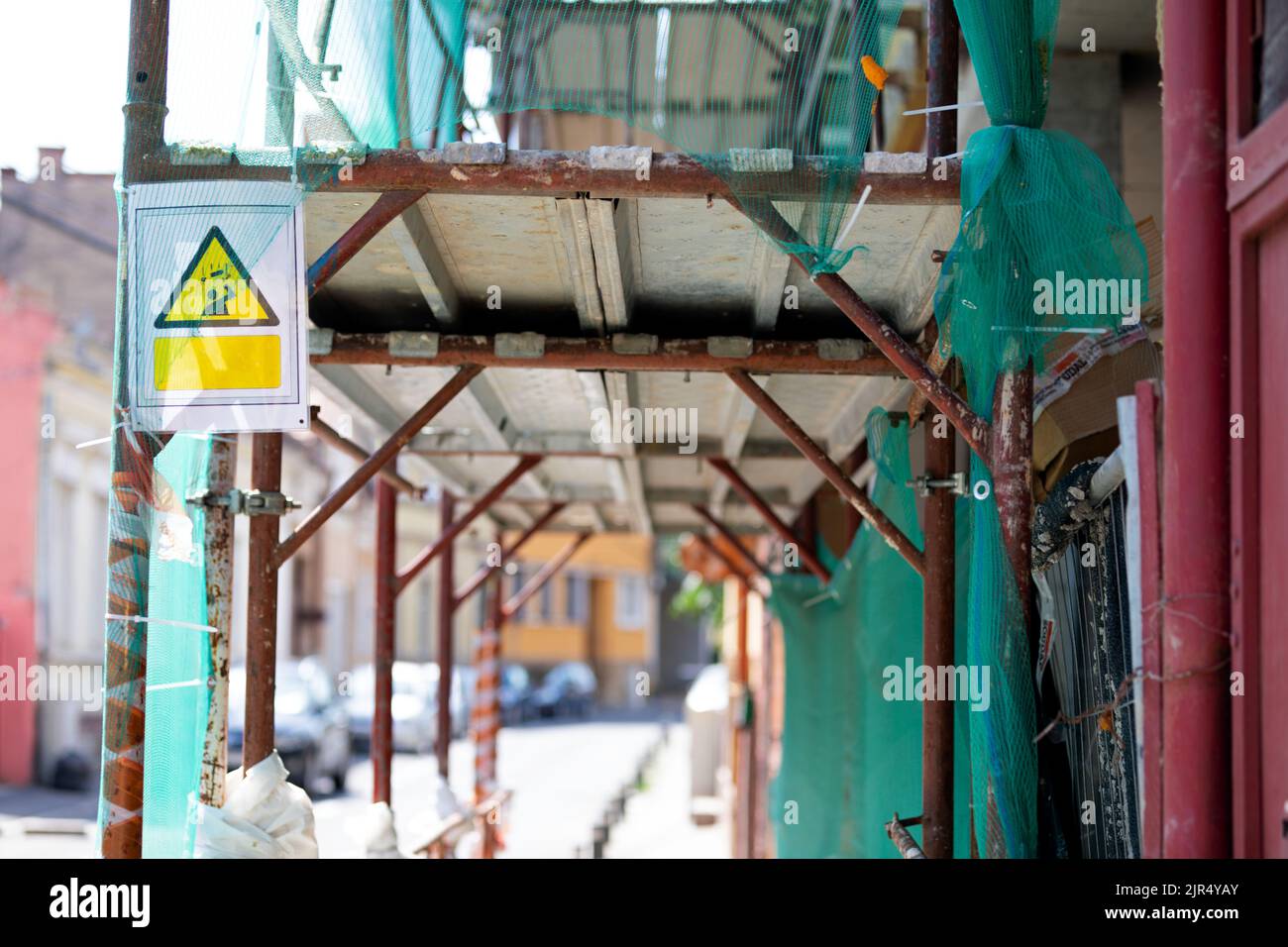 Scaffolding steel frame installation on a construction site Stock Photo ...