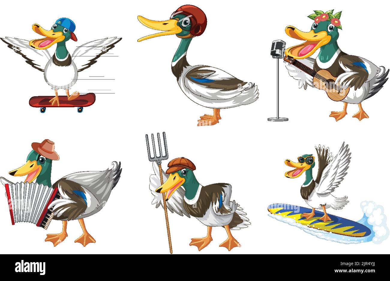 Set of different ducks cartoon character illustration Stock Vector Image & Art - Alamy