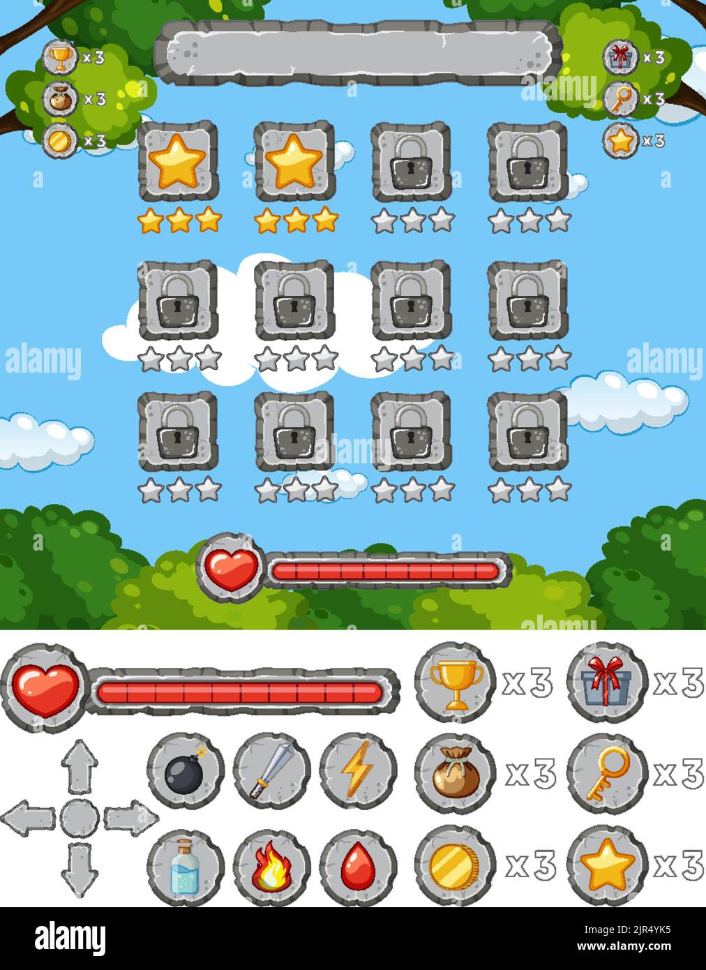 A game background template and elements illustration Stock Vector Image ...