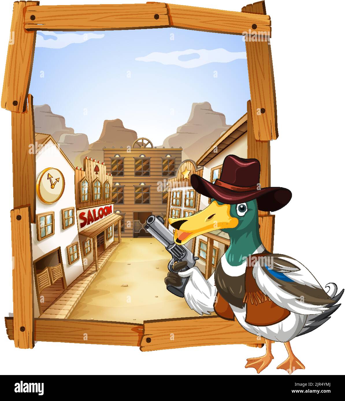 Cowboy duck cartoon character illustration Stock Vector Image & Art - Alamy