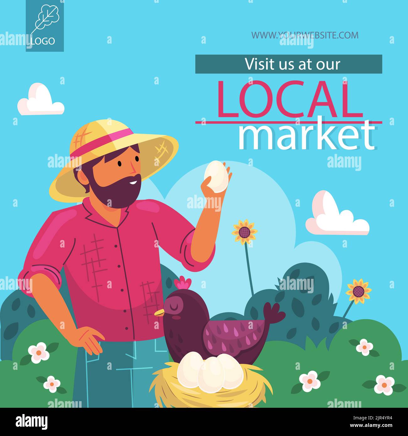 Hand drawn local market posts Vector illustration Stock Vector Image ...