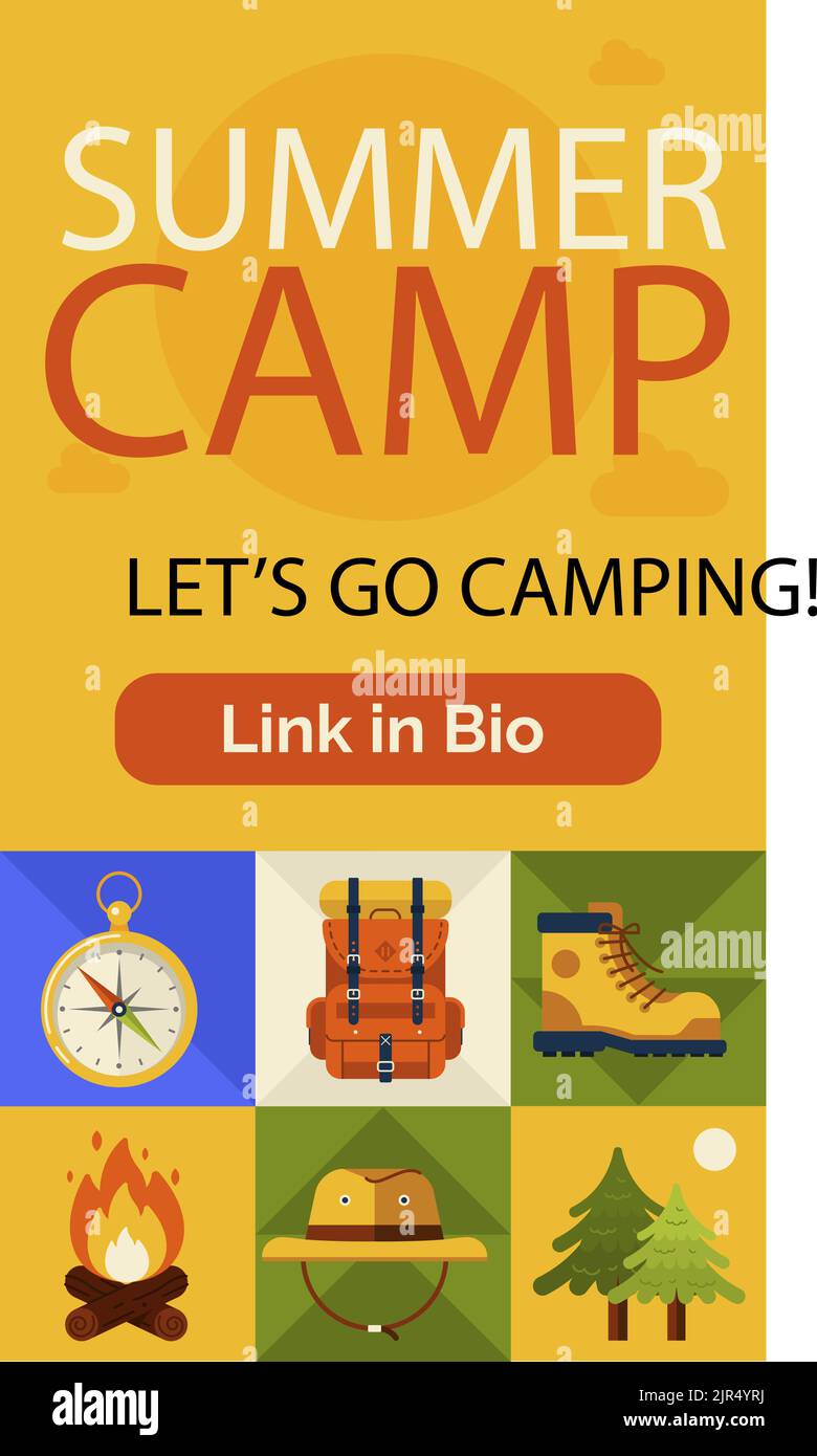 Flat design summer camp stories Vector illustration Stock Vector Image ...