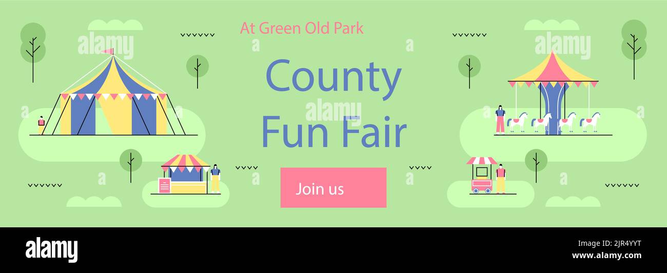 Flat fair celebration horizontal banners set Vector illustration Stock ...