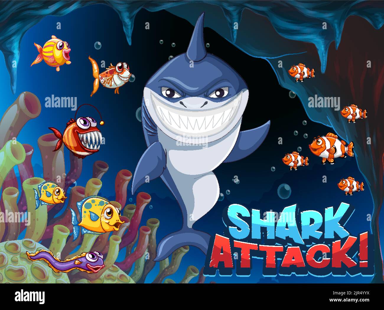 Coral reef underwater eel Stock Vector Images - Alamy