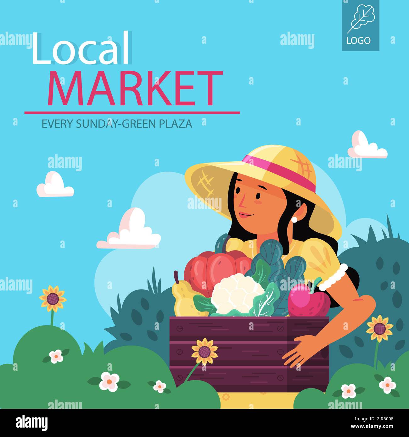 Hand drawn local market posts Vector illustration Stock Vector Image ...