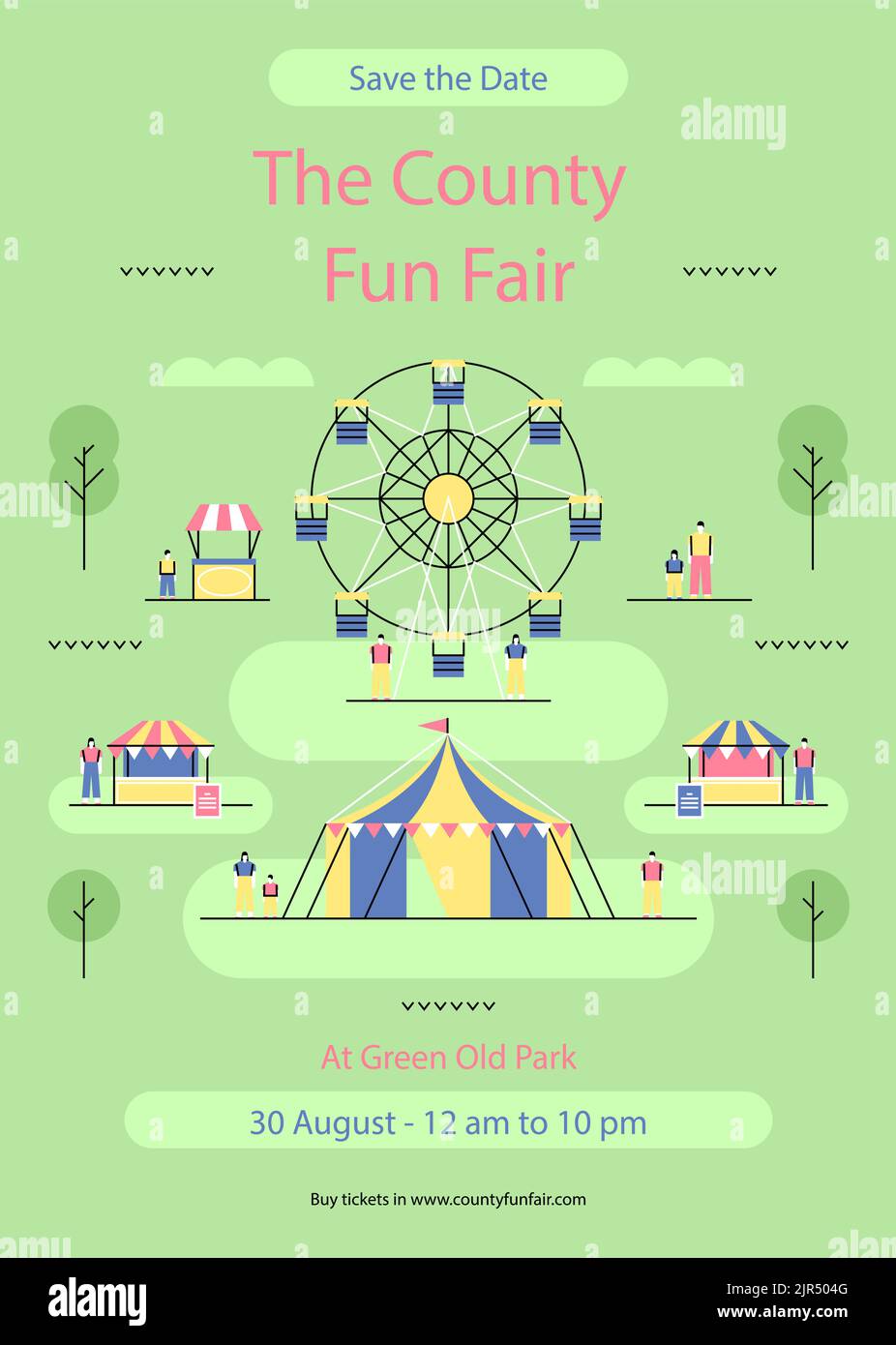 Flat fair celebration vertical poster template Vector illustration ...
