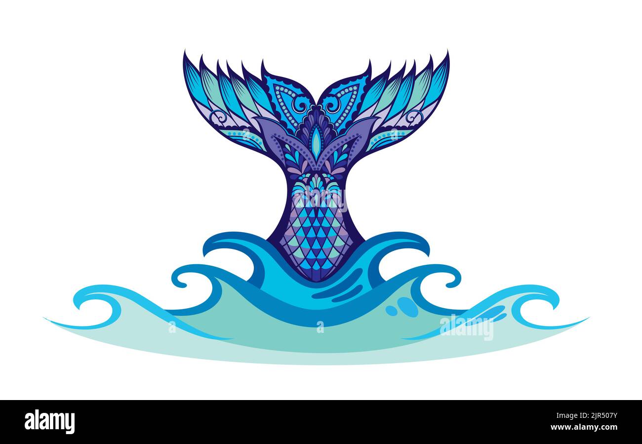Mermaid tail and water splashes . Vector ilustration Stock Vector Image ...