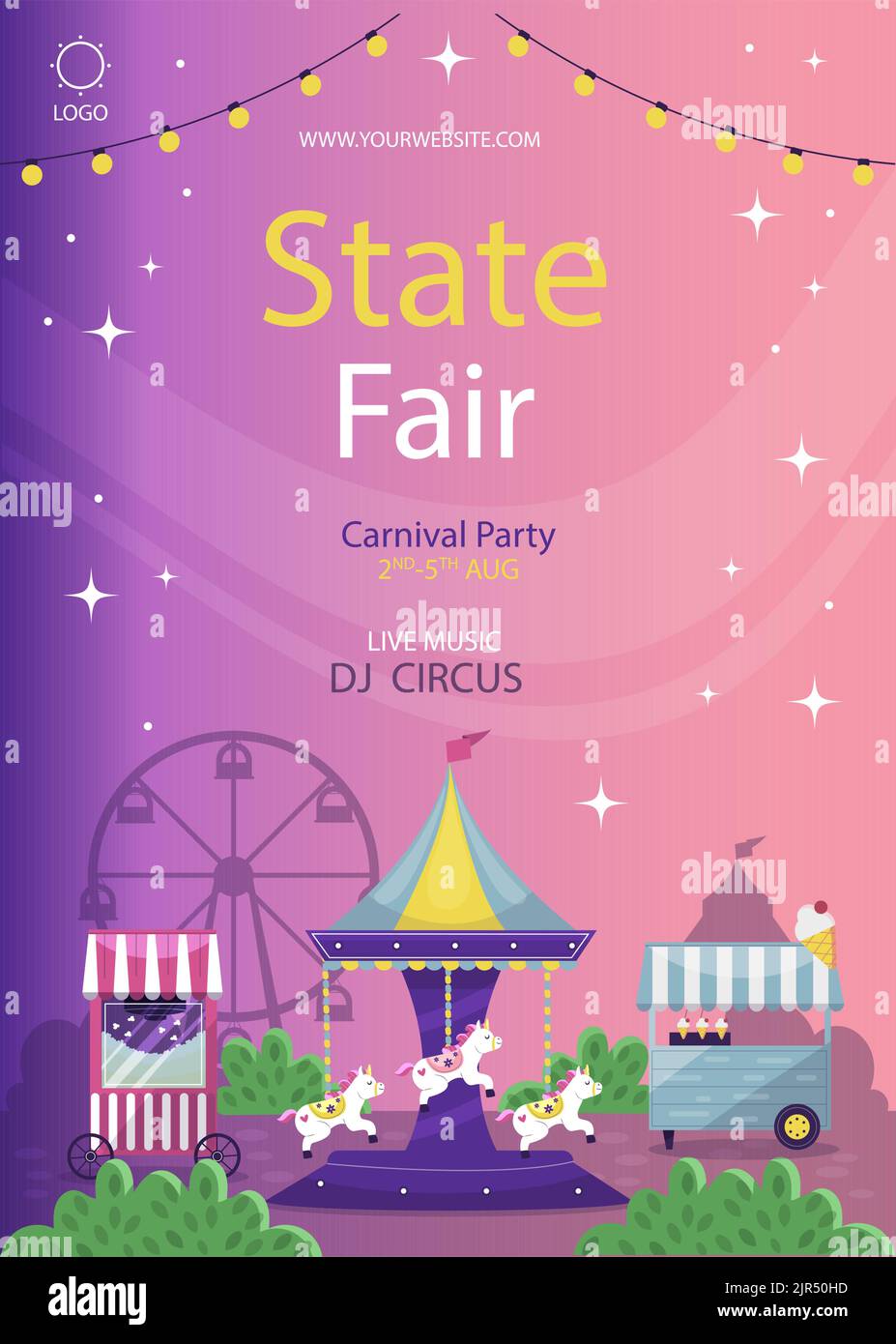 Flat fair celebration vertical poster template Vector illustration ...