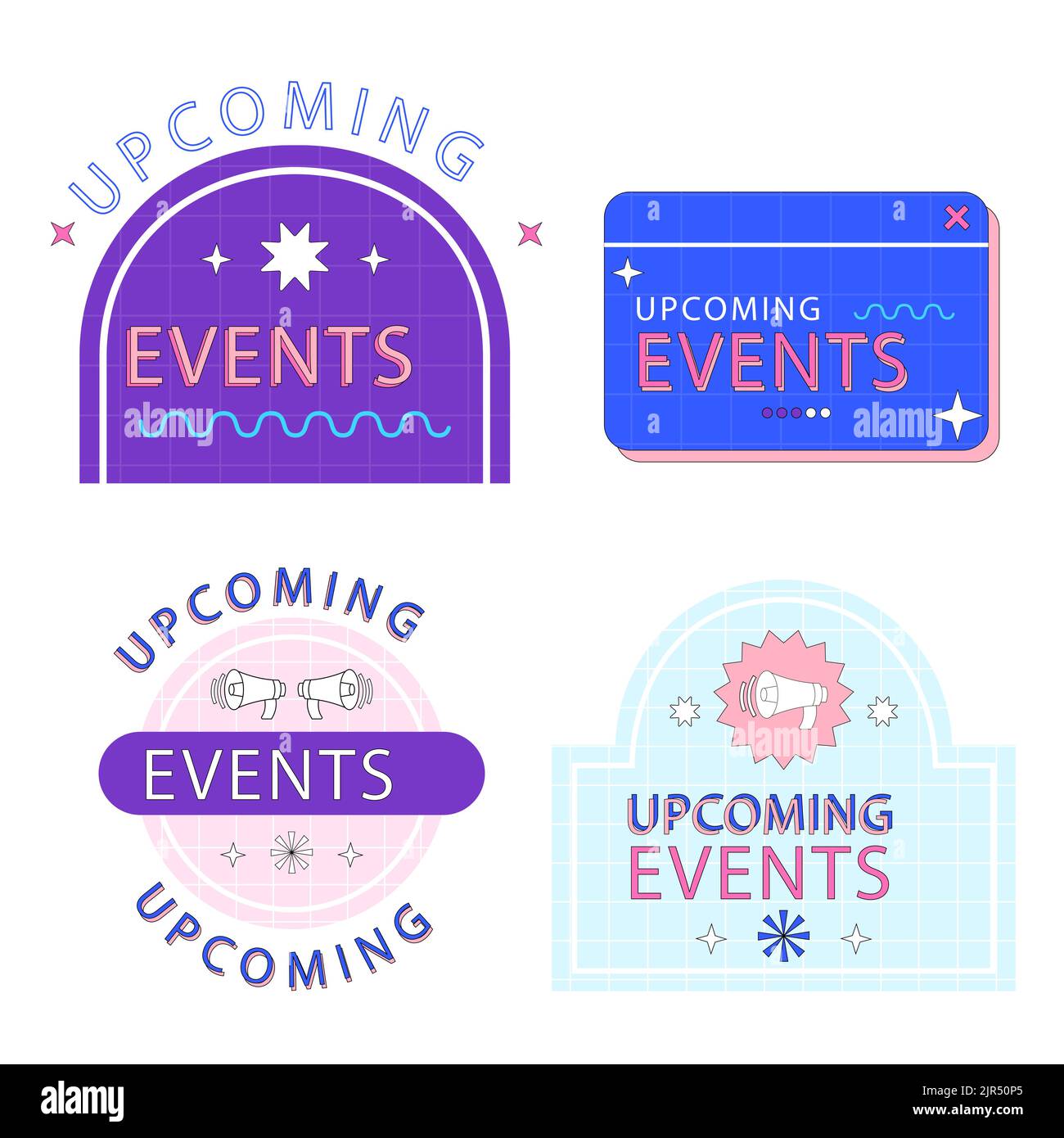 Hand drawn upcoming events badges set Vector illustration Stock Vector ... Hand drawn upcoming events badges set Vector illustration Stock Vector ...