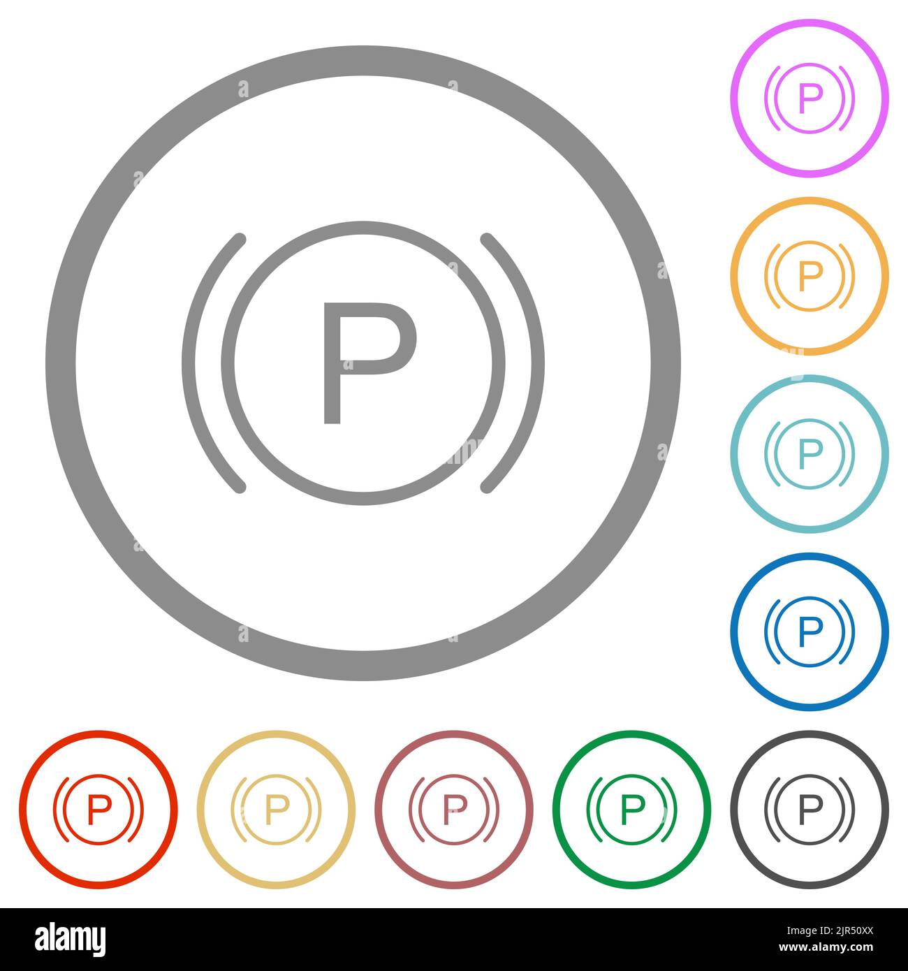 Car dashboard brake warning indicator flat color icons in round ...