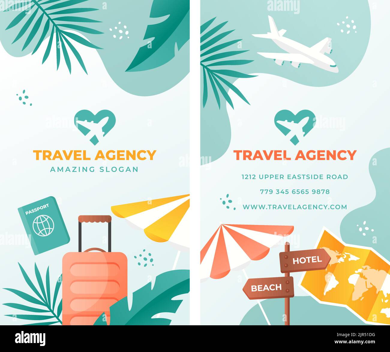 Gradient travel agency vertical business card template Vector ...