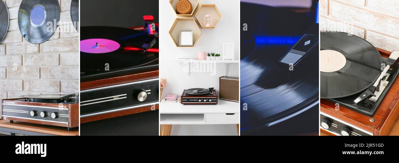 Collage vinyl record player hi-res stock photography and images - Alamy