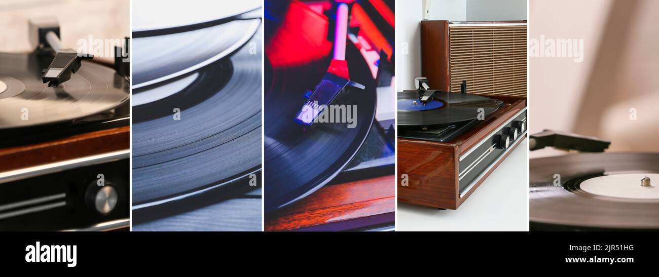 Collage vinyl record player hi-res stock photography and images - Alamy