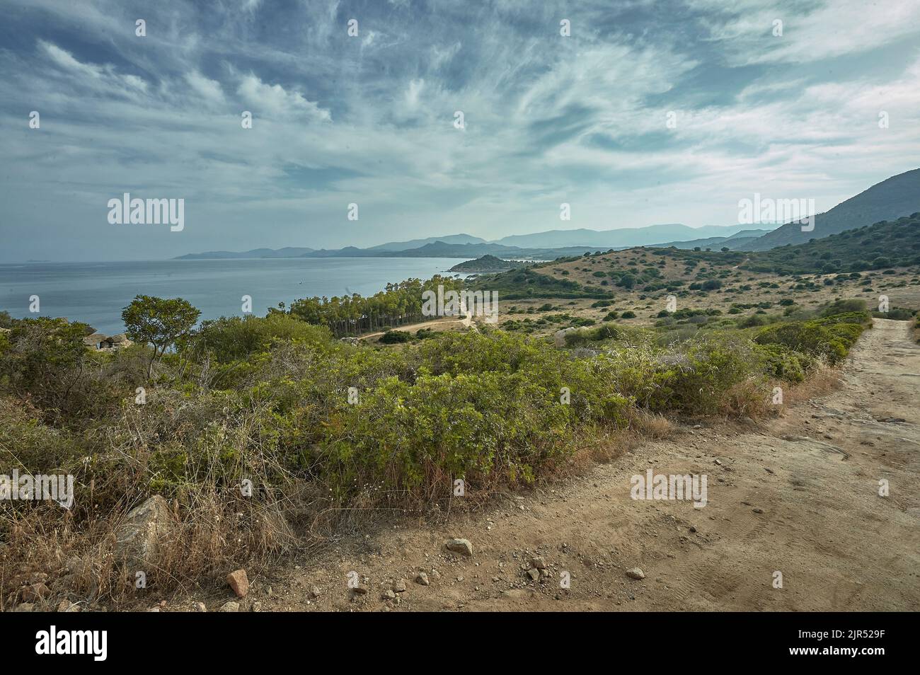 Typical landscape of the southern coast of Sardinia with its vegetation ...