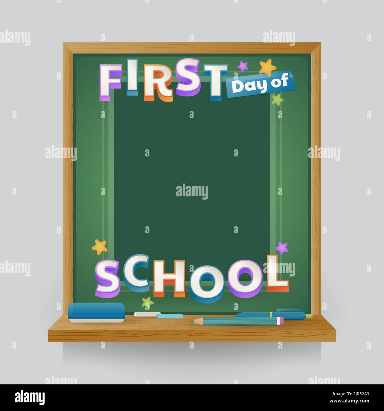 Gradient first day of school frame design Vector illustration Stock ...