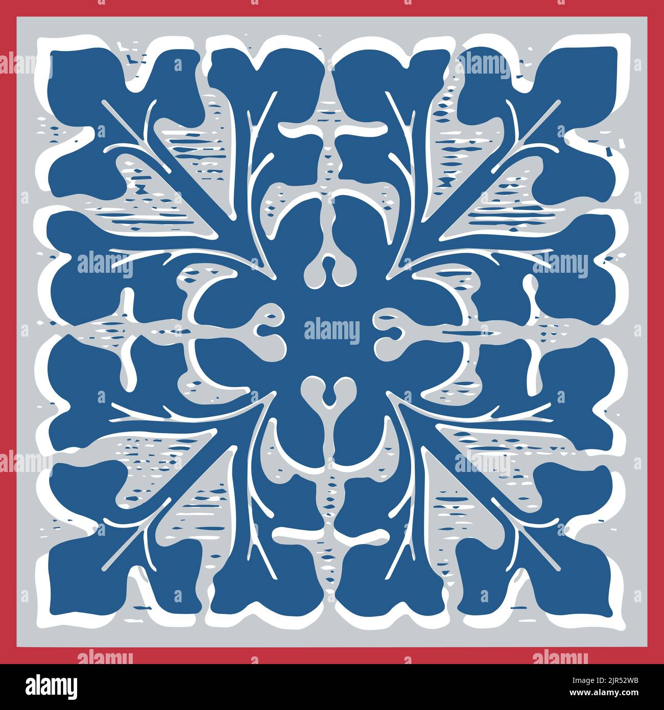 Abstract simple floral rosette in a square. Interior wall design ...