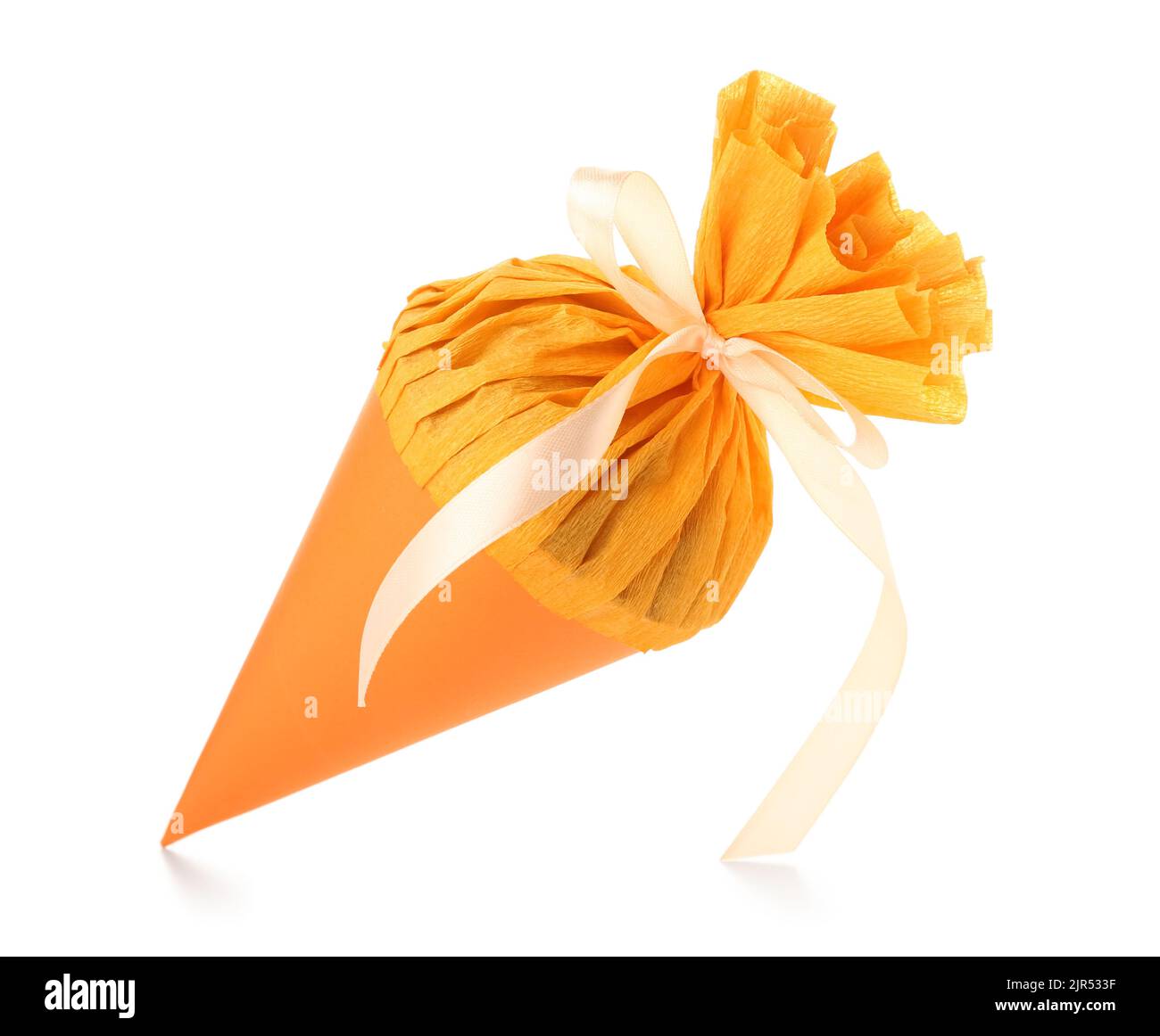 Orange school cone on white background Stock Photo - Alamy
