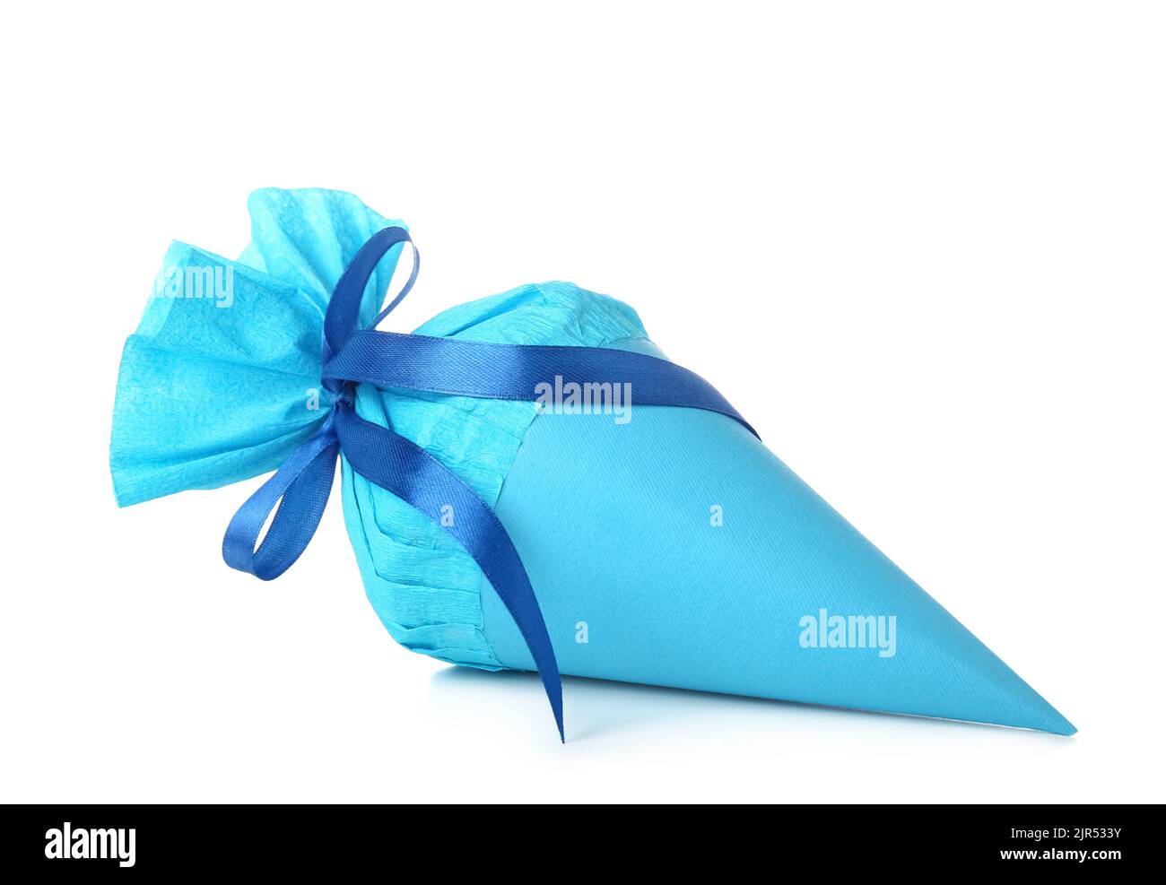 Blue school cone on white background Stock Photo - Alamy