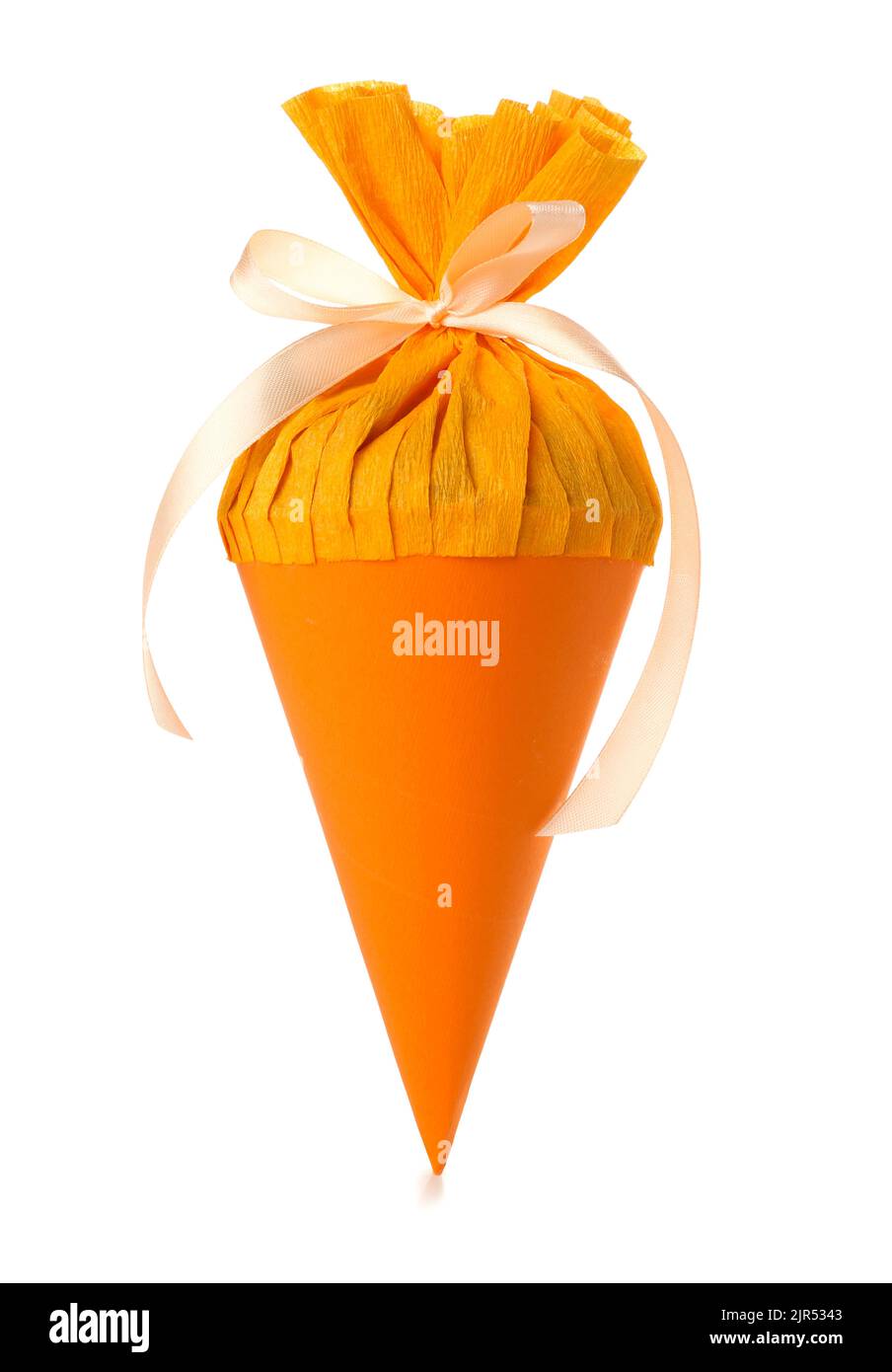 Orange school cone on white background Stock Photo - Alamy
