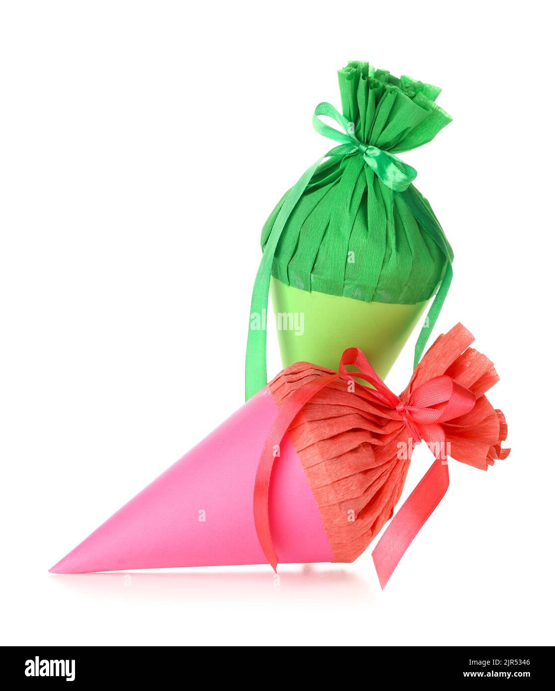 Colorful school cones on white background Stock Photo - Alamy