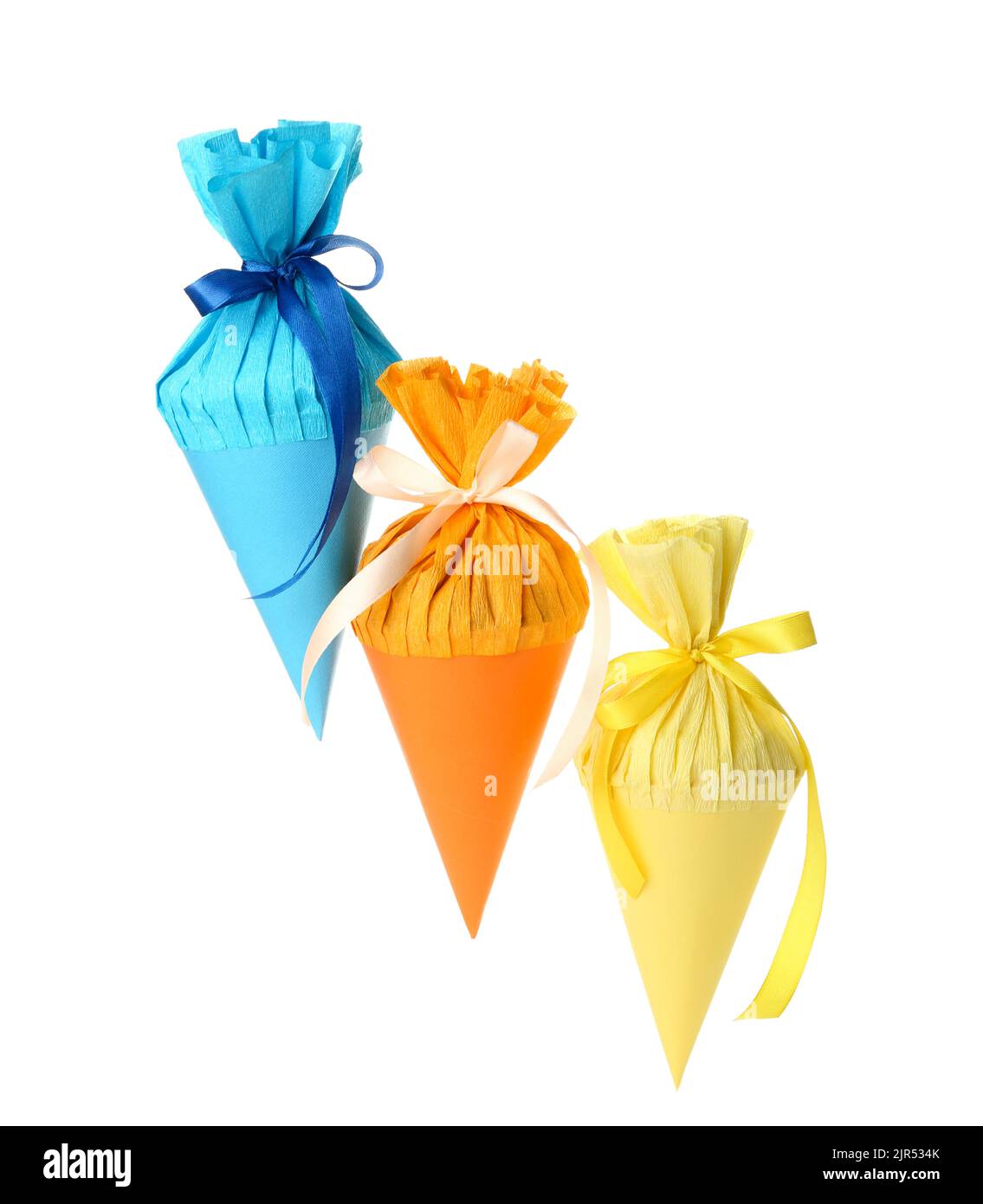 Colorful school cones on white background Stock Photo - Alamy