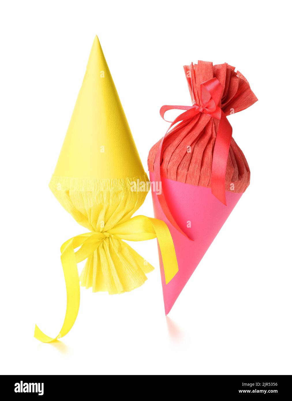 Colorful school cones on white background Stock Photo - Alamy