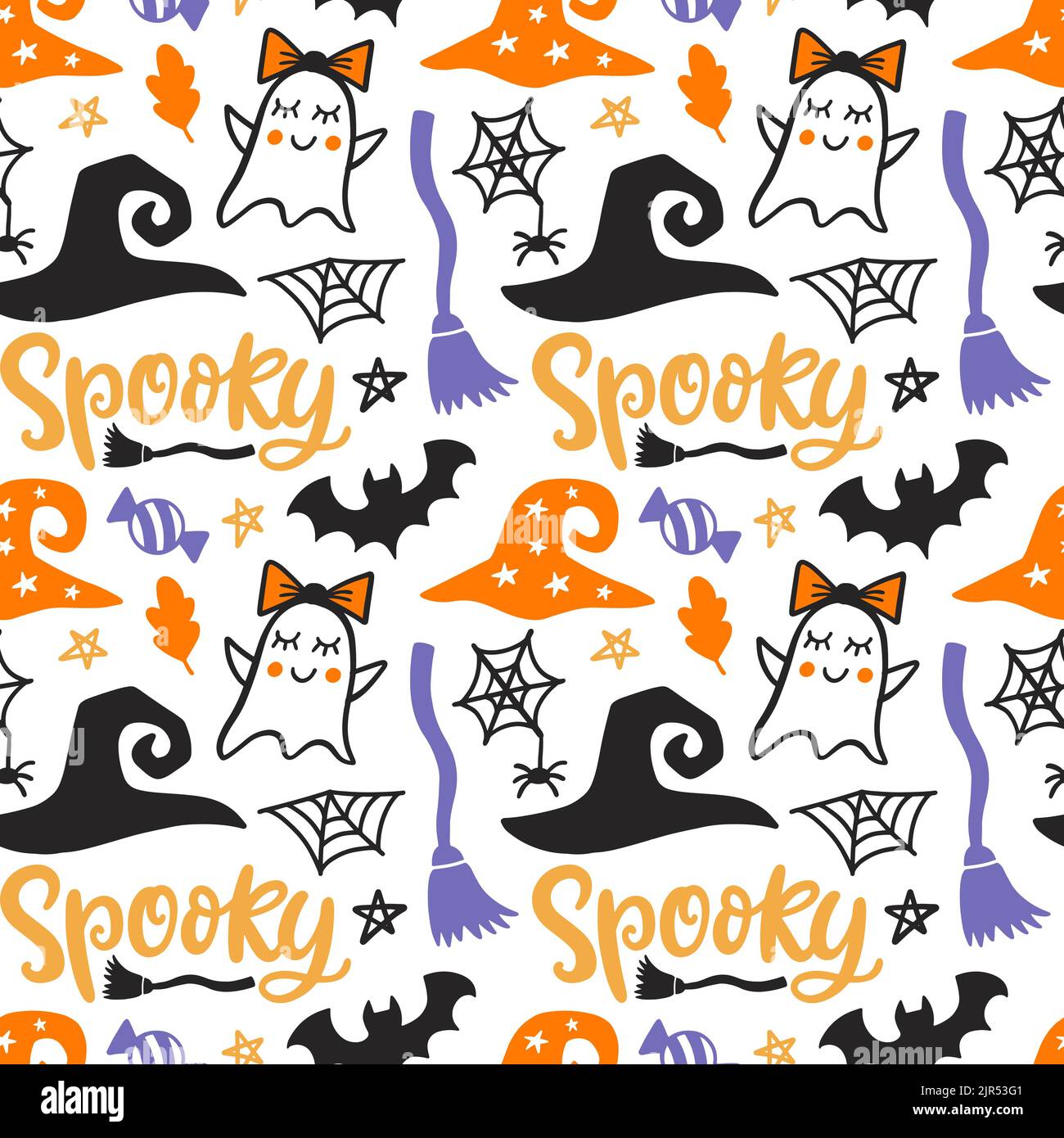 Halloween Cute Vector Seamless Pattern Texture Stock Vector Image & Art ...